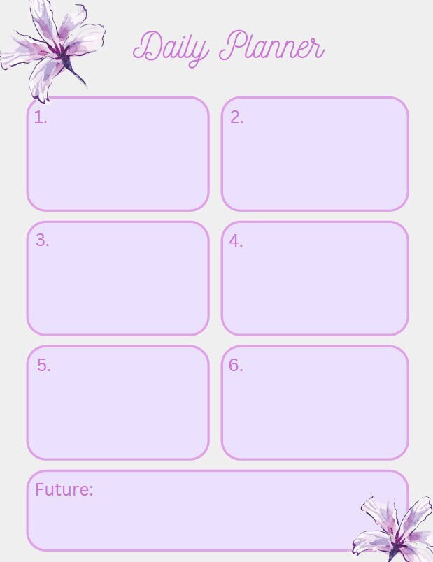 Printable Purple Flower Daily to Do List / Planner - Etsy