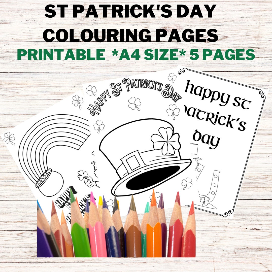St Patrick's Day Colouring Pages - Etsy