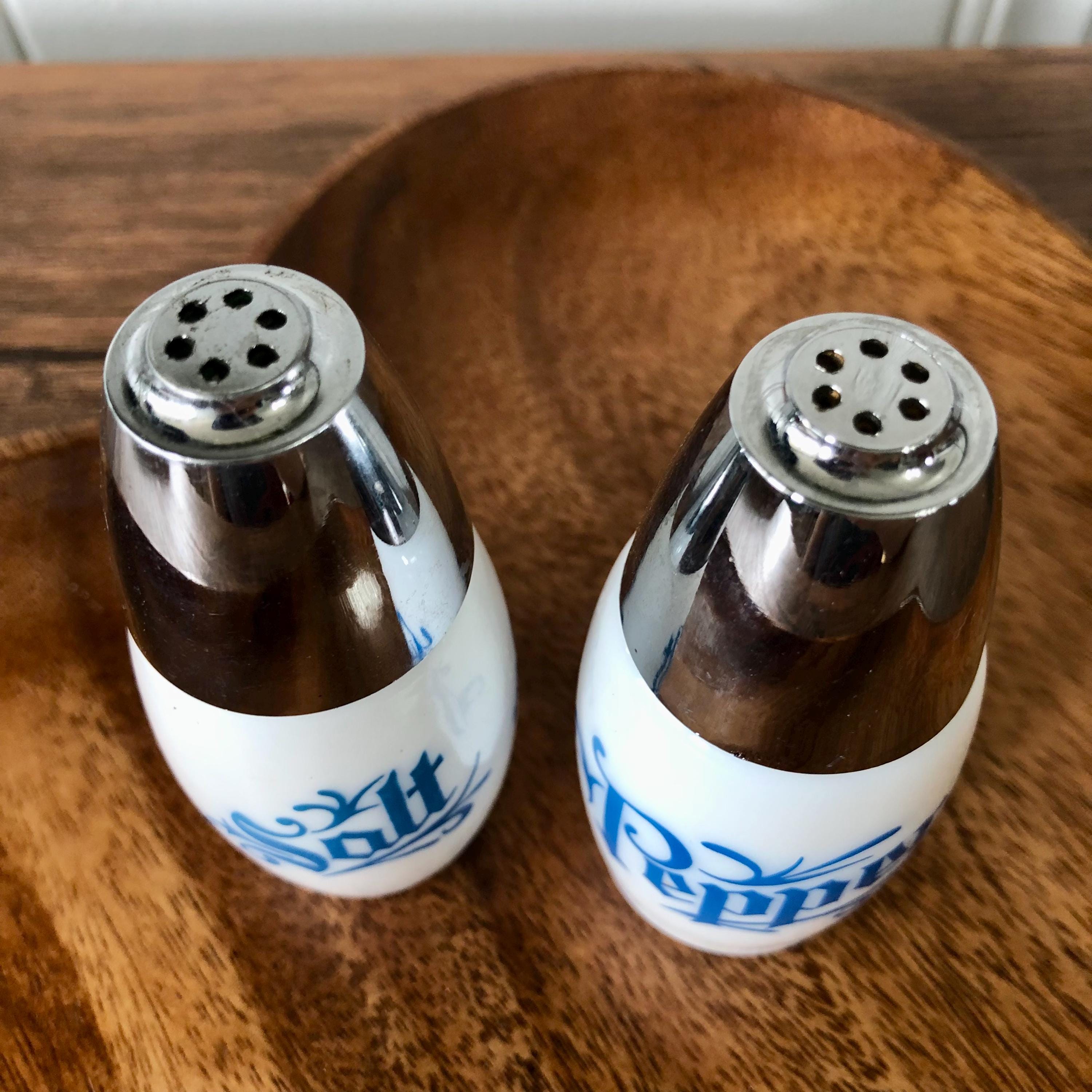 Vintage Salt and Pepper Shakers, Blue and White Salt and Pepper Set ...