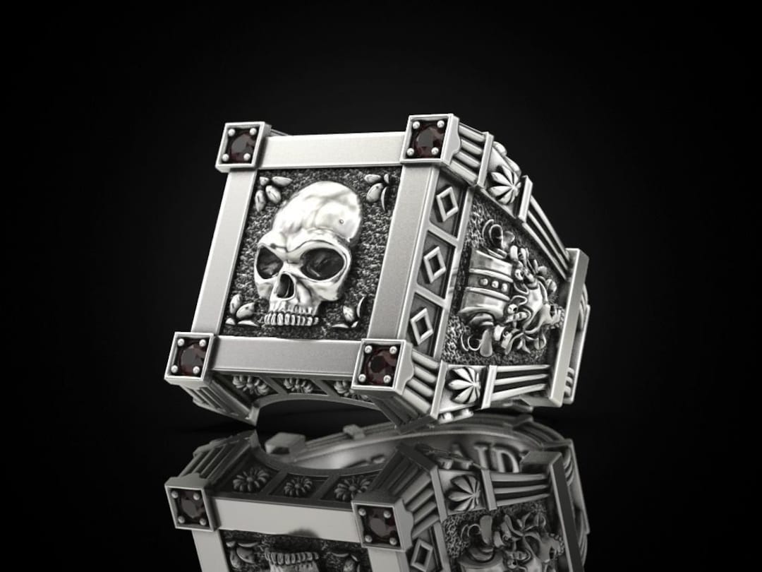 Unique Vampire Skull Ring Signet Skull Men's Biker Ring - Etsy