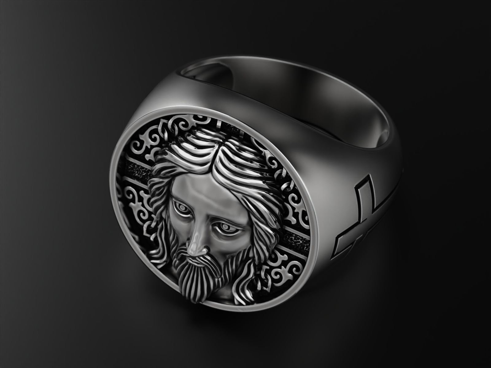 Jesus Christ Savior Ring Jesus Face Ring Jesus Catholic Signet - Etsy