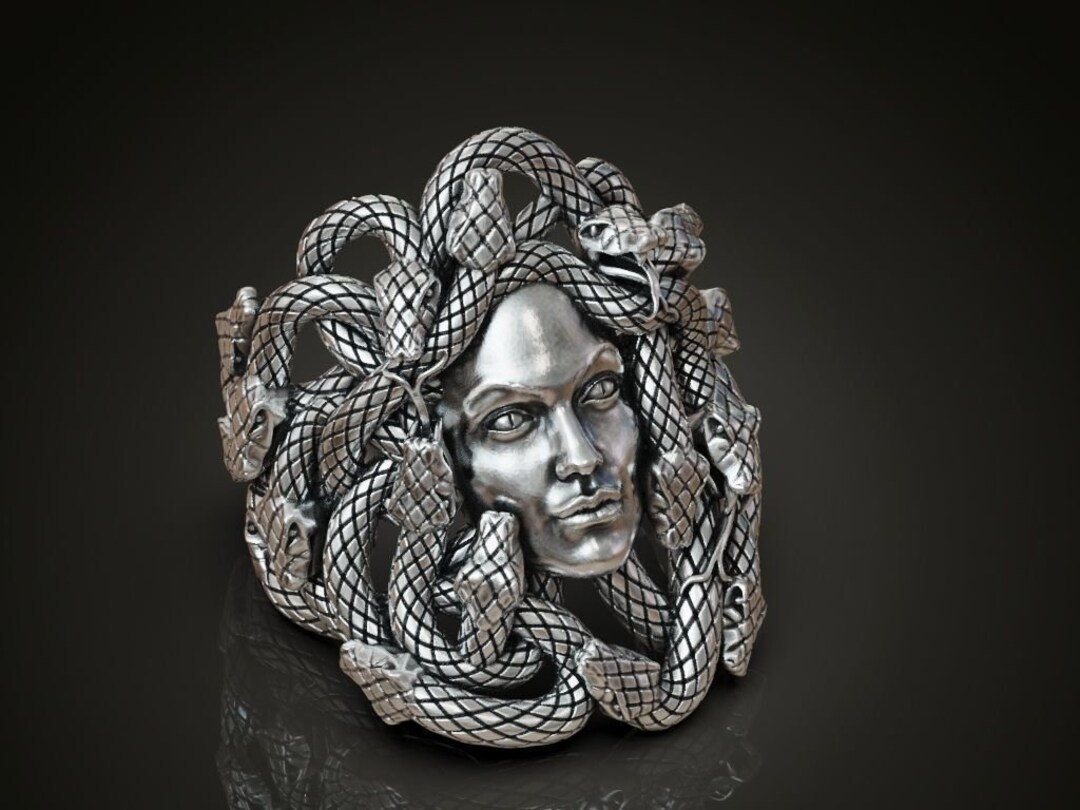 Medusa Gorgon Ring Ancient Greek Medusa Head Ring 925 Silver - Etsy
