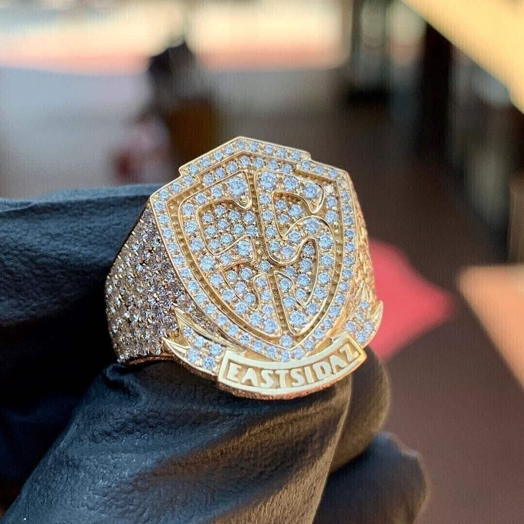 Iced Out Diamond Ring Custom Men Ring Hip Hop Rapper Ring Bling Jewelry ...