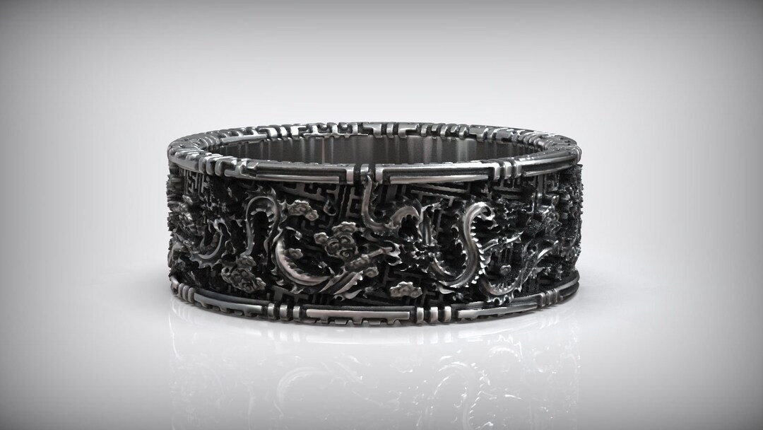 Chinese Dragon Ornament Band Wedding Traditional Dragon Band - Etsy