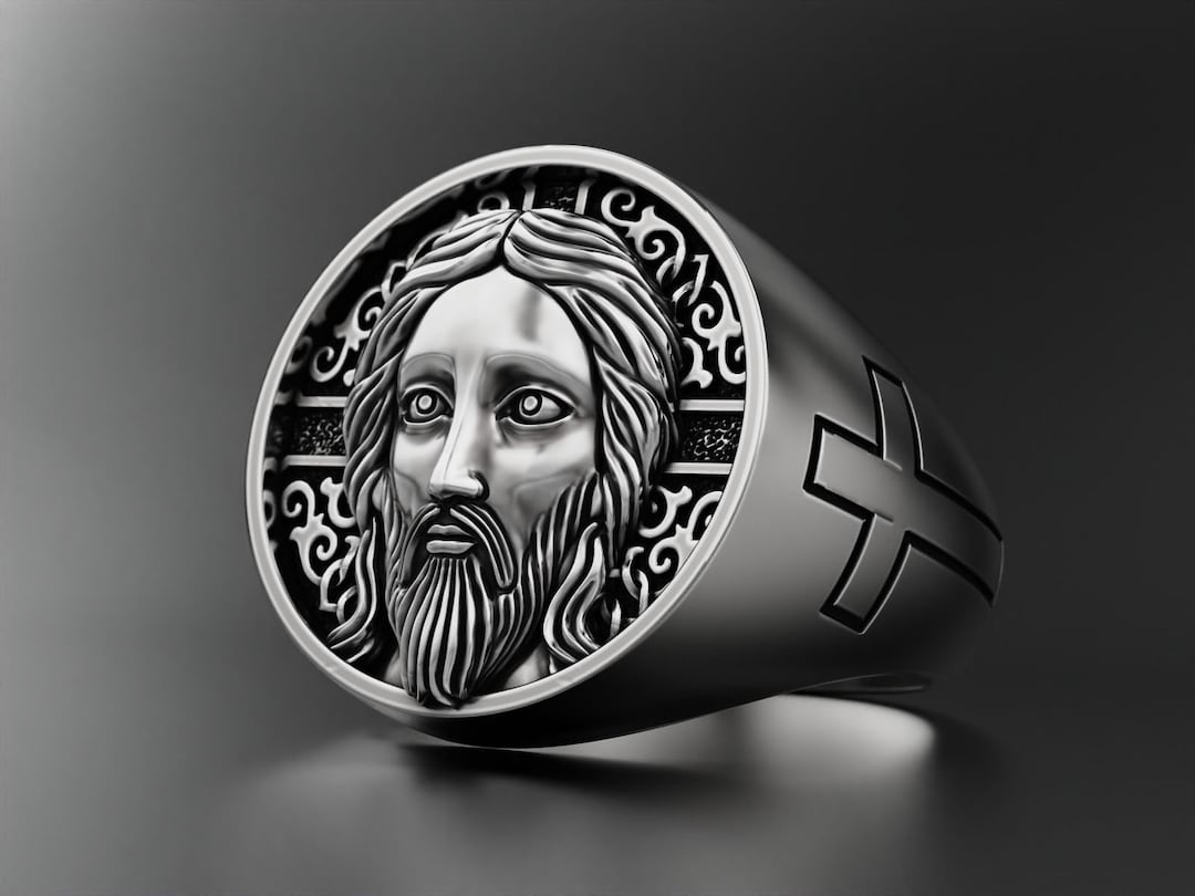 Jesus Christ Savior Ring Jesus Face Ring Jesus Catholic Signet - Etsy