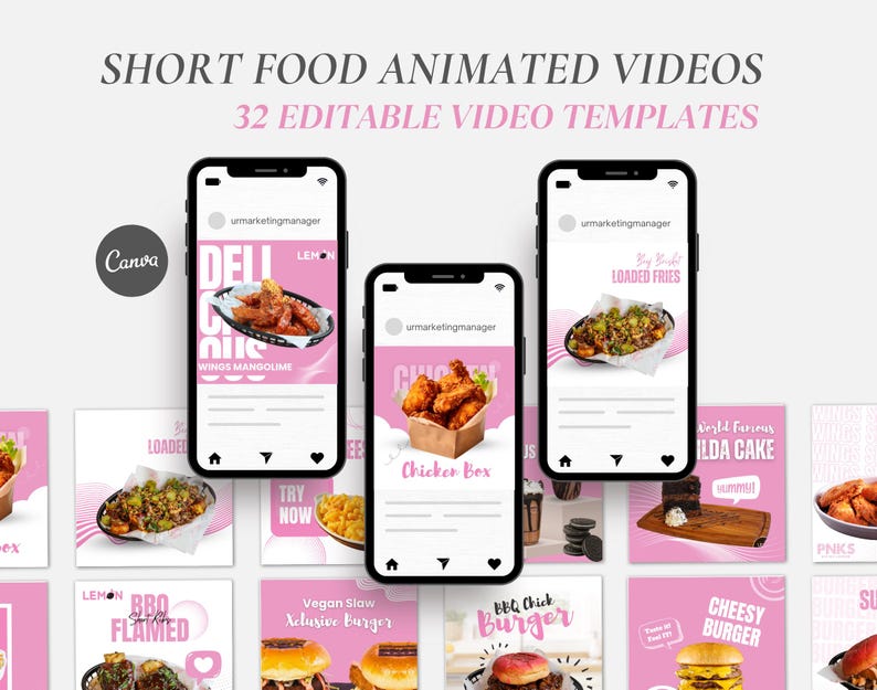 Food and Restaurant Short Videos Teasers Showcase Editable CANVA ...
