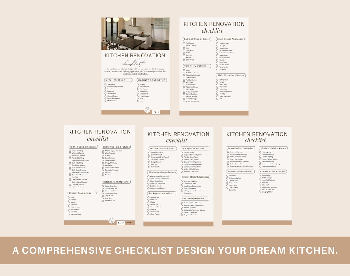 Easy Printable Kitchen Remodel Redesign Renovation Checklist: Instant ...
