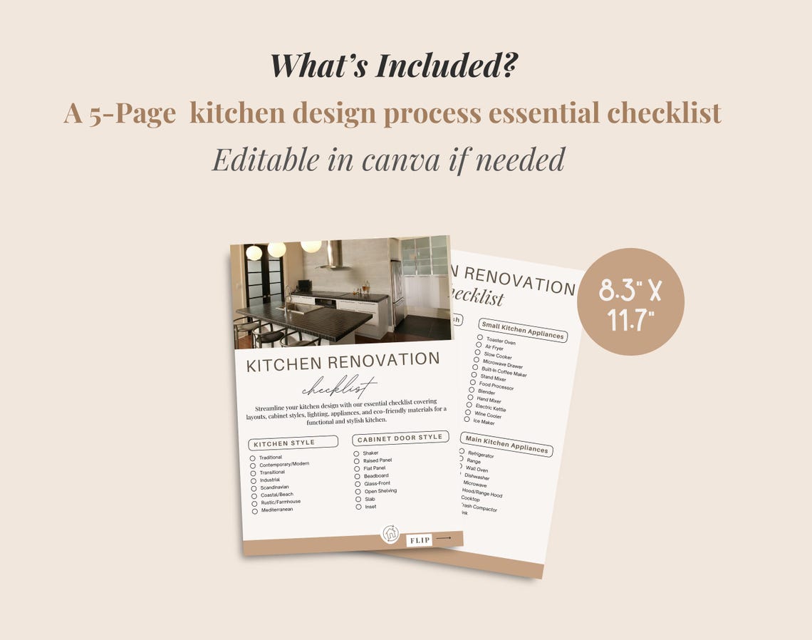 Easy Printable Kitchen Remodel Redesign Renovation Checklist: Instant ...