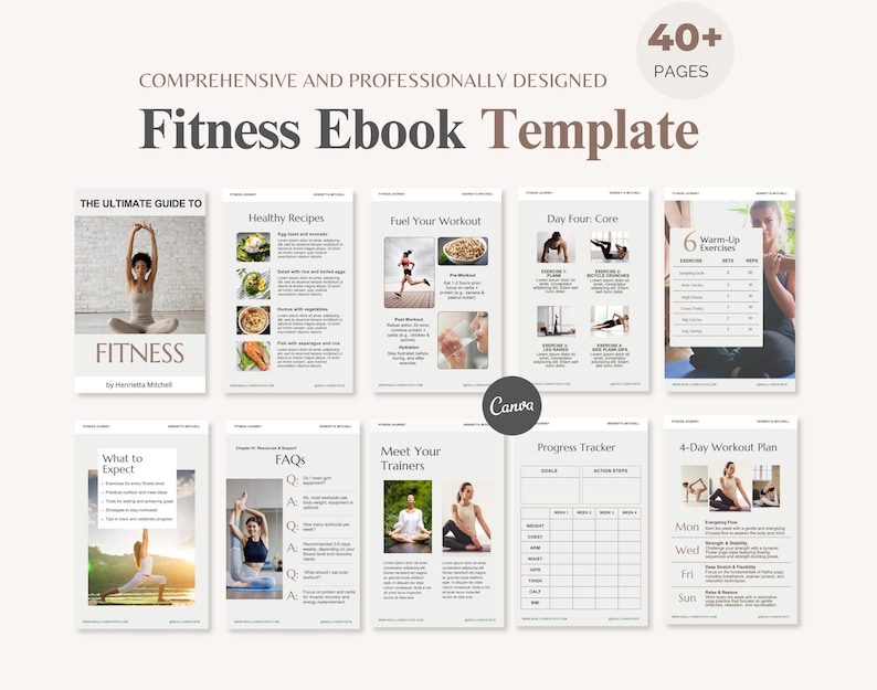 Fitness Ebook Planner Template | Workout Program Guide | Nutrition ...
