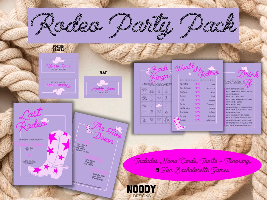 RODEO Bachelorette Party Set | Last Rodeo Theme Invite Itinerary | Bach ...