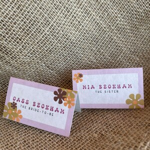 RETRO Name Card Template, Bachelorette Place Card Template, Printable ...