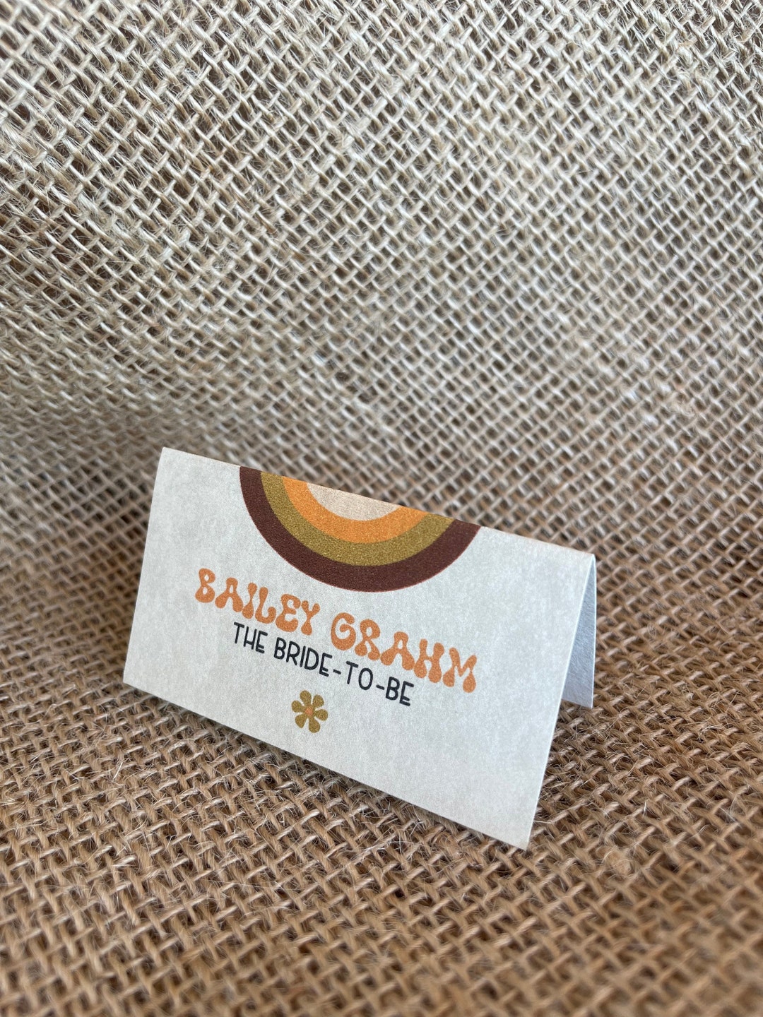 Retro Bachelorette Name Card Template, 70s Groovy Place Cards (instant ...