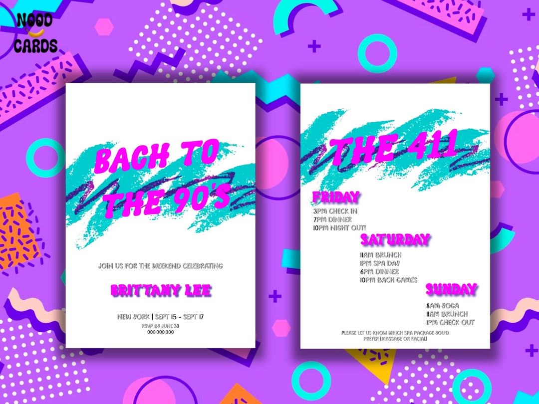 90's Bachelorette Invitation | 2000's Throwback Party Retro Y2K ...