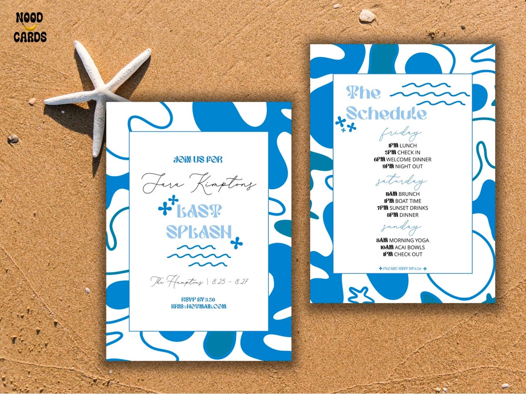 Coastal Bachelorette Party Invitation Template | Last Splash, Hamptons ...
