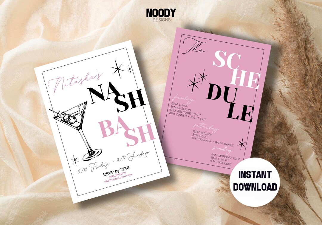 BASH Martini Bacheloretty Invitation Itinerary, Invitation Printable ...