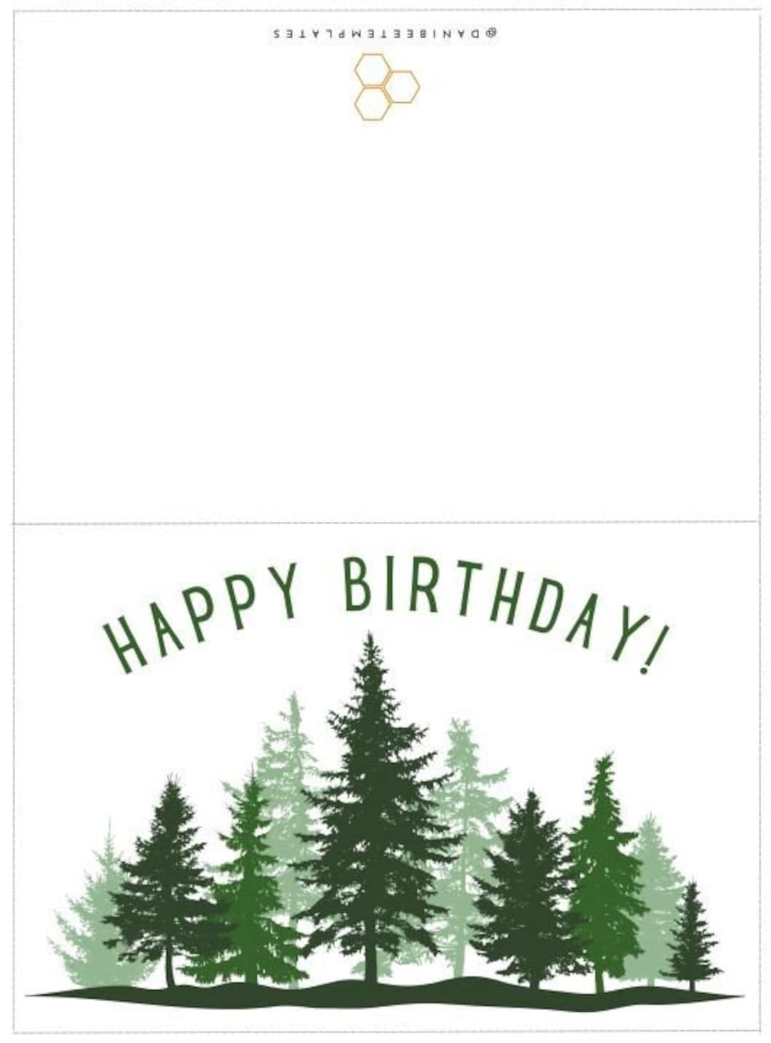 Printable Birthday Card With Nature Forest Design, 6.5"x4.5" Template ...