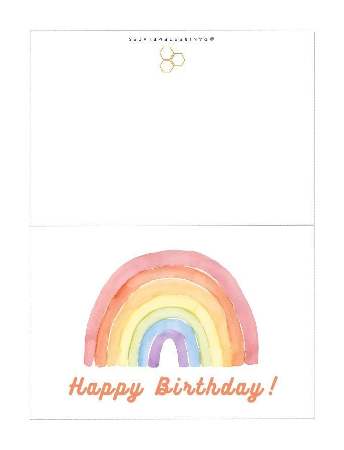 Printable Birthday Card With Colorful Rainbow Design, 6.5x4.5 Template ...