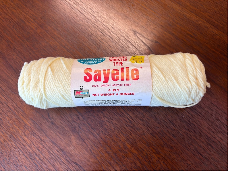Vintage Kmart Knitting Worsted Type Sayelle 100% Orlon Acrylic Fiber ...