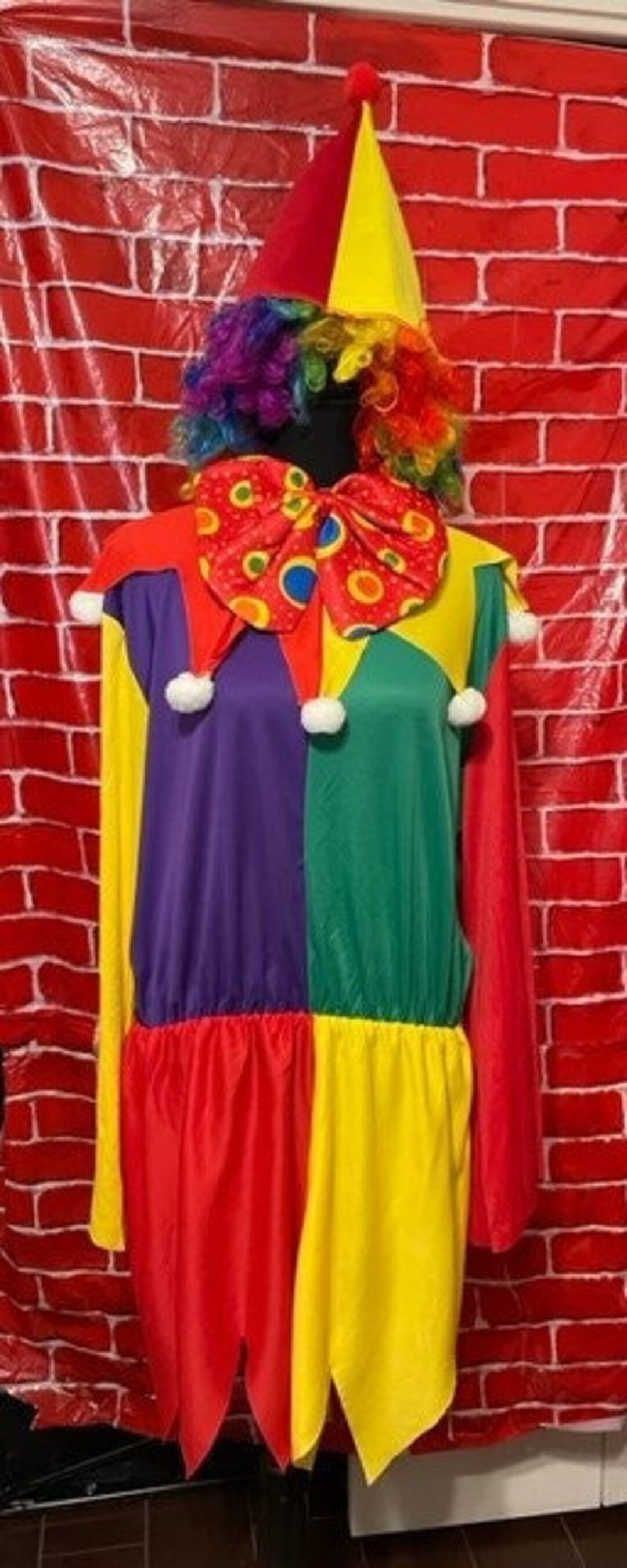 Clown Costume Size XL With Hair, Bow Tie, and Hat - Etsy