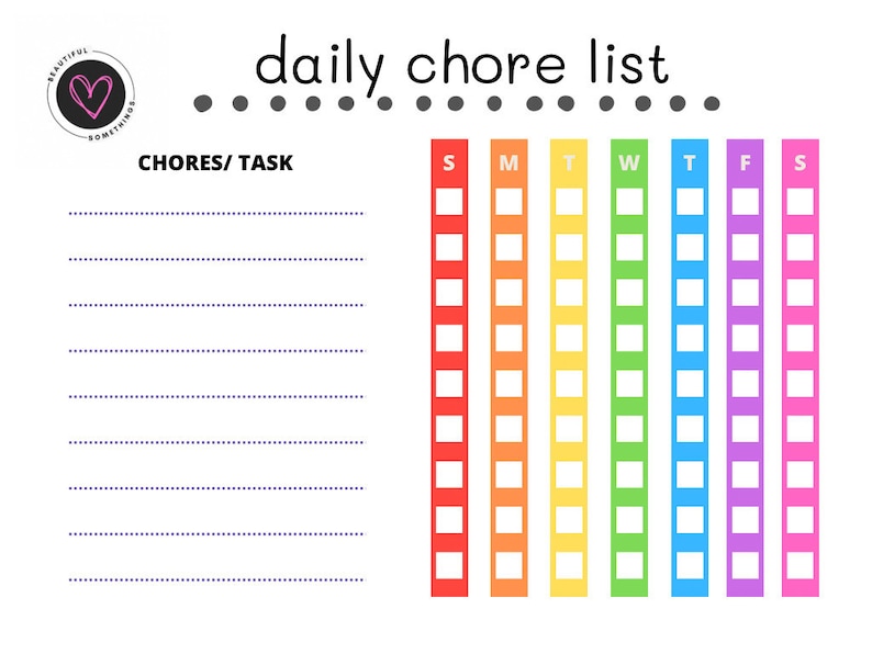 Printable Chore Chart - Etsy