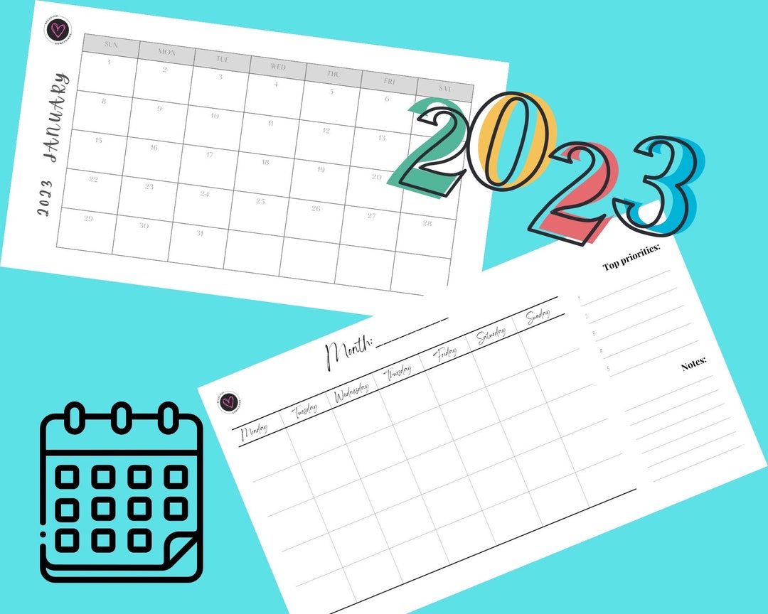 Printable 2023 Calendar - Etsy