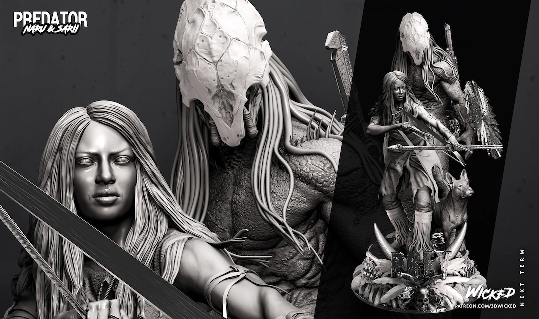 Predator and Naru prey Diorama / Action Figure / Videogames / Resin ...