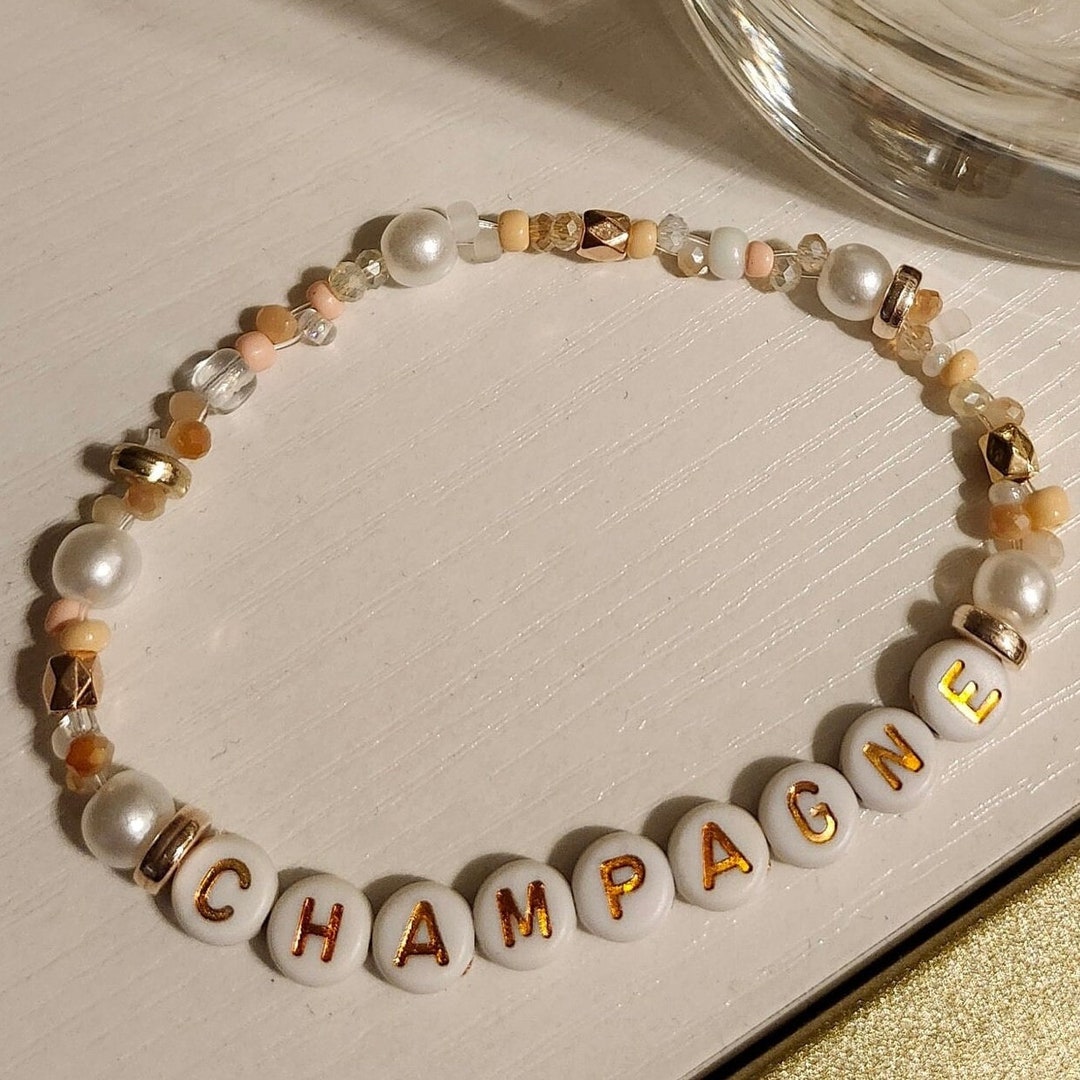 Champagne Woman's Beaded Bracelet, Bridal Beaded Bracelet, Taylor Swift ...