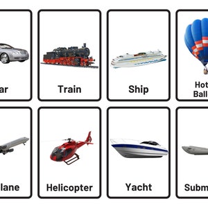 Real VEHICLES, 24 Montessori Cards, Flash Cards, PDF Printable ...