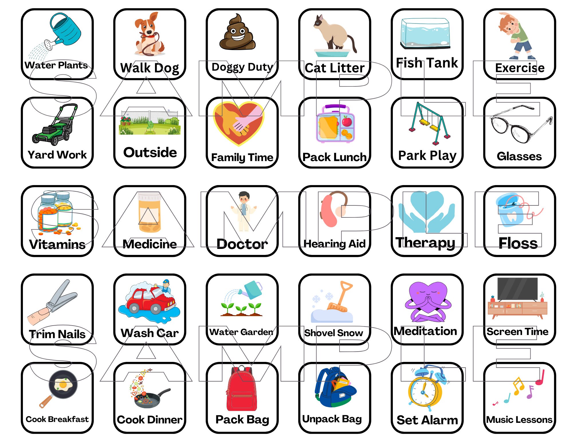Kids Daily Responsibilities Chart,daily Routine Printable, Chore Chart ...