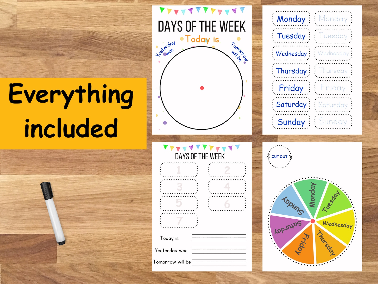 Days of the Week Wheel, Printable Calendar, Toddler Activities ...