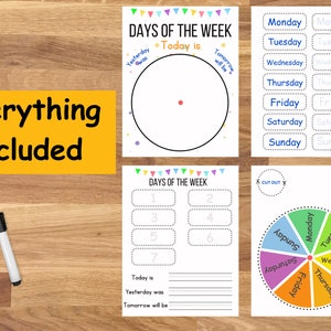 Days of the Week Wheel, Printable Calendar, Toddler Activities ...
