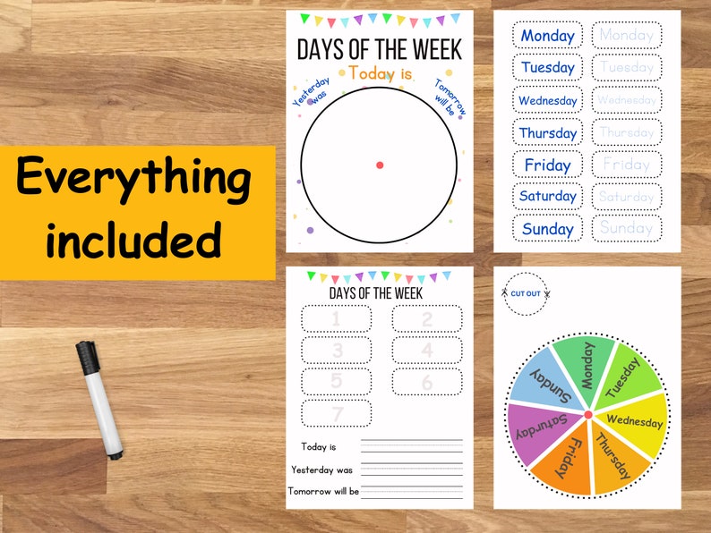 Days of the Week Wheel, Printable Calendar, Toddler Activities ...