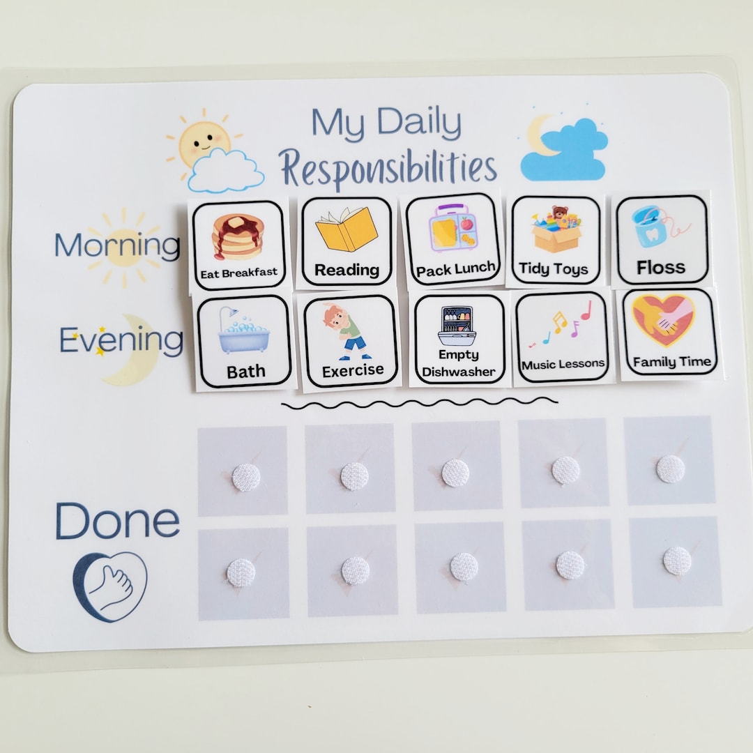 Kids Daily Responsibilities Chart,daily Routine Printable, Chore Chart ...