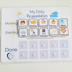Kids Daily Responsibilities Chart,daily Routine Printable, Chore Chart ...