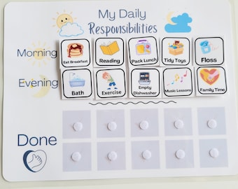 Printable, Chore Chart for Kids, Daily Routine, Morning/evening Checklist, Daily Task List, Kids ...