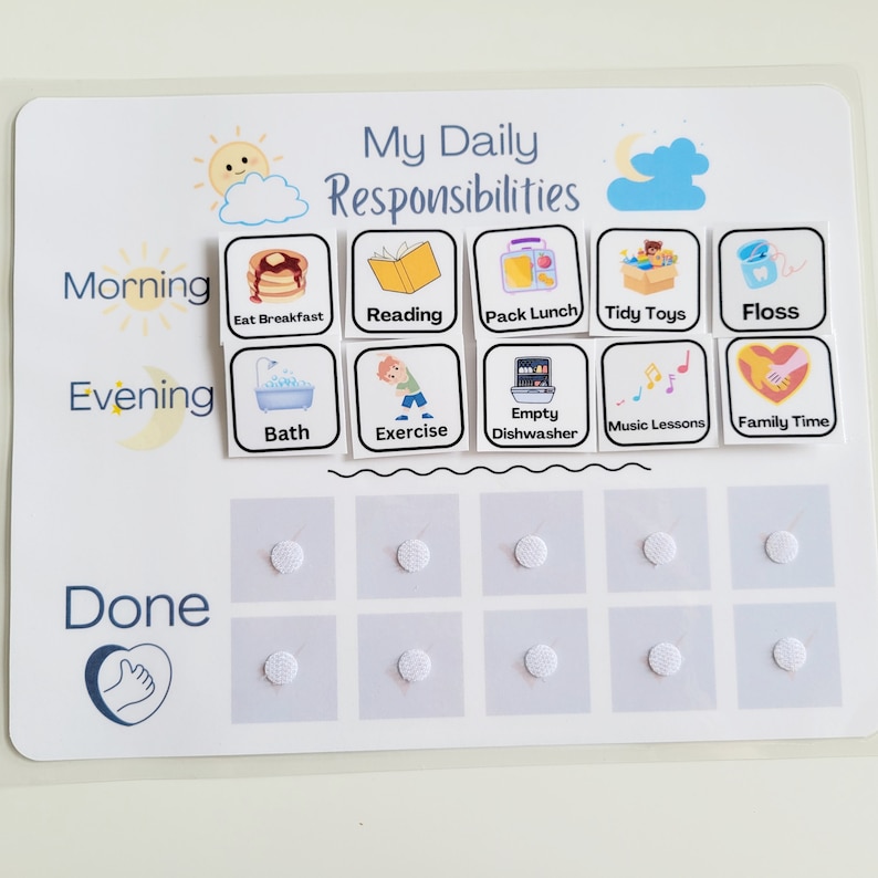 Kids Daily Responsibilities Chart,daily Routine Printable, Chore Chart ...