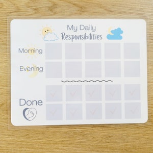 Kids Daily Responsibilities Chart,daily Routine Printable, Chore Chart ...