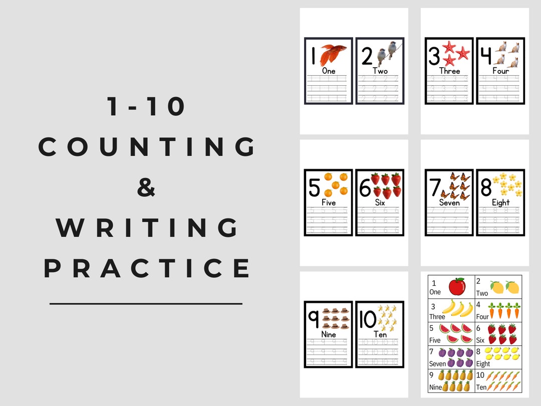 1-10 Counting and Writing Practice Work Sheets, Toddler Learning, Prek ...