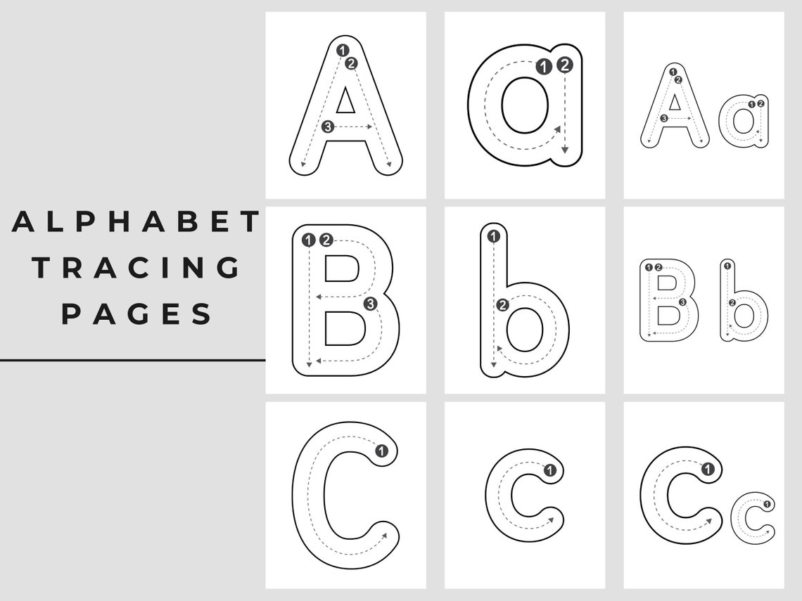 LARGE Traceable Alphabet Worksheets for Pre-k - Lowercase and Capital ...