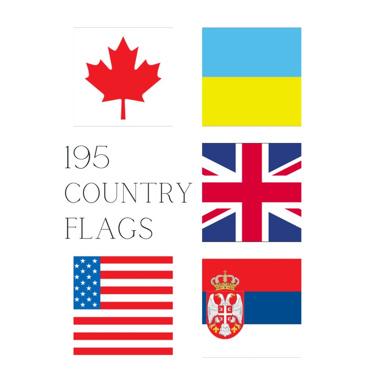 Printable World Country Flags for Kids Learning 195 - Etsy Canada