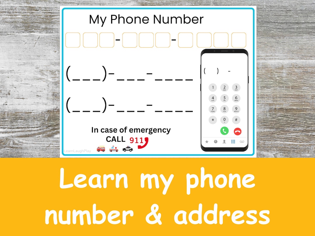 Kids' Phone Number and Address Practice Sheet | Printable Learning ...