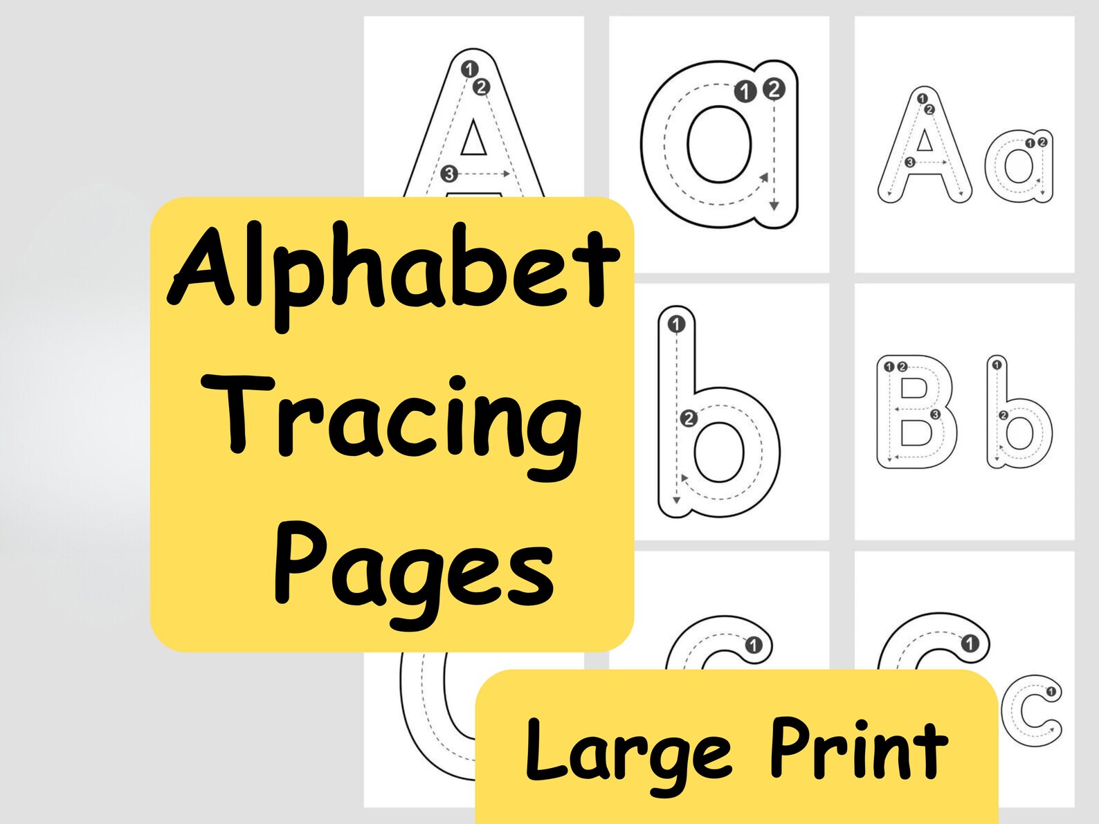 LARGE Traceable Alphabet Worksheets for Pre-k - Lowercase and Capital ...
