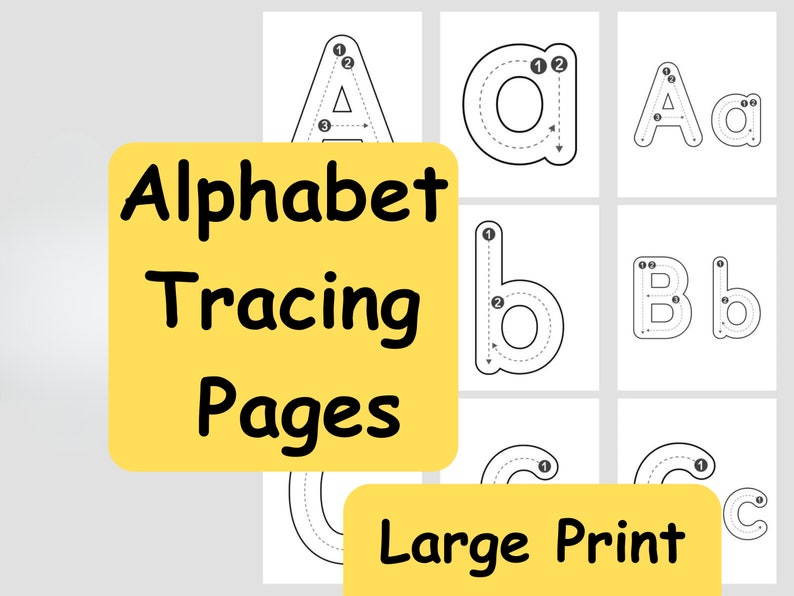 LARGE Traceable Alphabet Worksheets for Pre-k - Lowercase and Capital ...