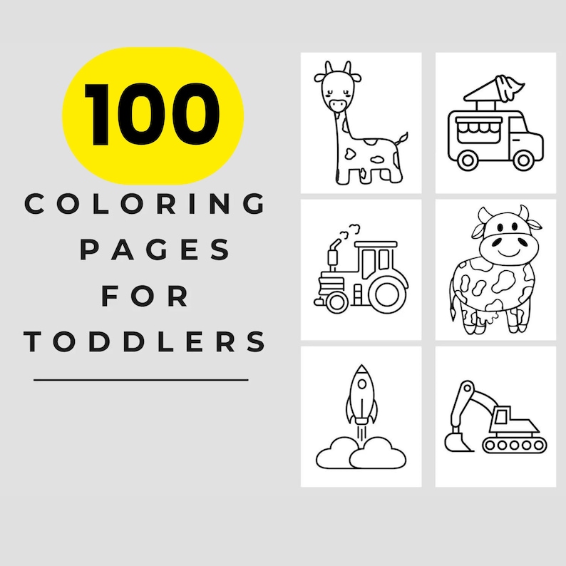 Printable Toddler Coloring Pages, 100 Large Sheets With Animals ...