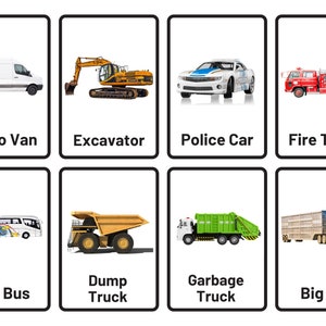 Real VEHICLES, 24 Montessori Cards, Flash Cards, PDF Printable ...