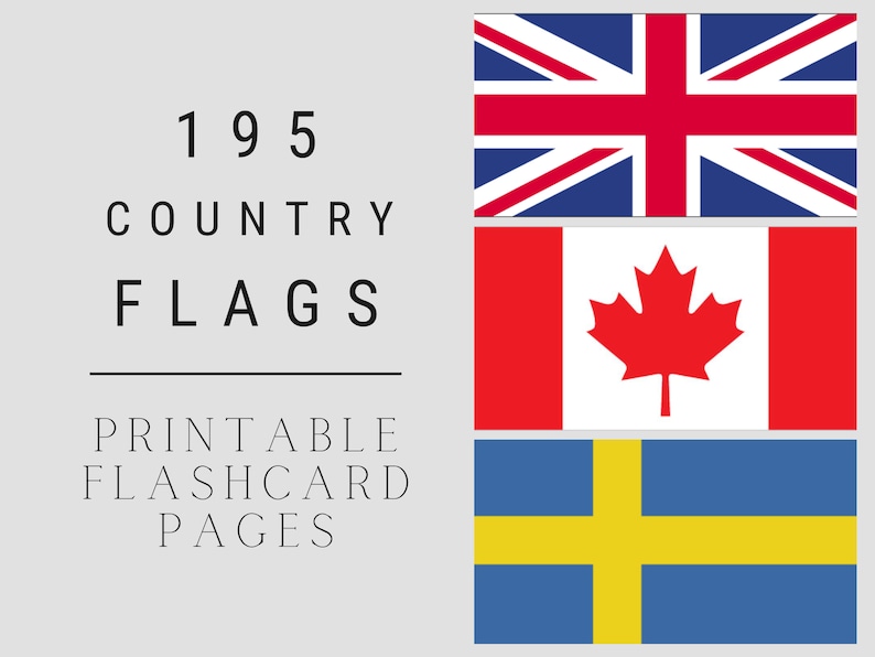 Printable World Country Flags for Kids Learning, 195 Countries ...