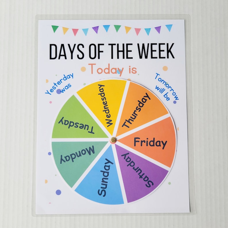 Days of the Week Wheel, Printable Calendar, Toddler Activities ...