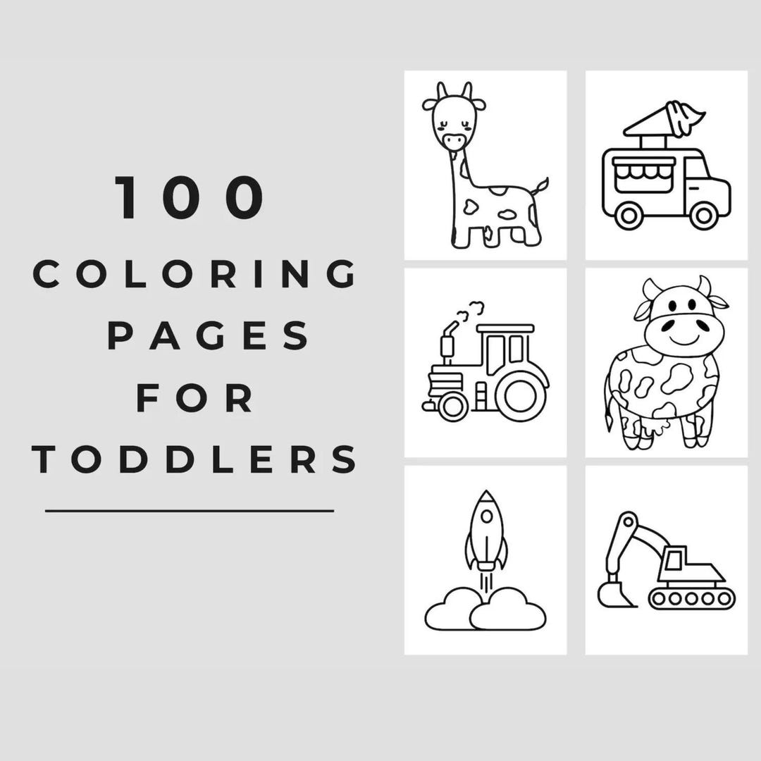 Printable Toddler Coloring Pages, 100 Large Sheets With Animals ...