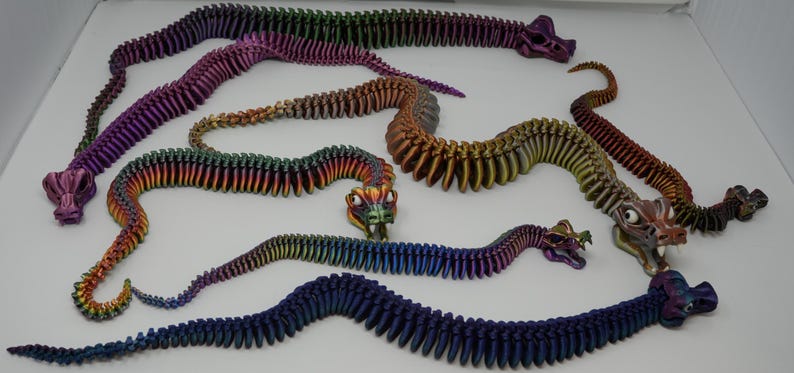 Articulated Skeleton Snake Fidget Toy, 3D Printed Slithery Stress ...