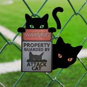 3d Printed Warning Sign- Attack Cat-funny - Etsy